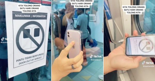 Locals Inform LRT Users Of Faulty Train Door By Holding Up Photo Of The ...