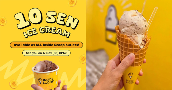 Inside Scoop Is Offering Ice Cream For Only 10 Sen On 17 November
