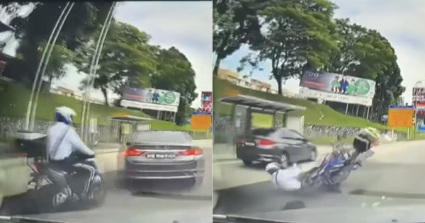 Traffic Cop Thrown Off His Motorcycle After Colliding With A Car ...